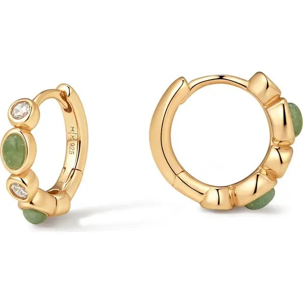 MADE BY MARY Aura Hoop Earrings - Gold Vermeil/green