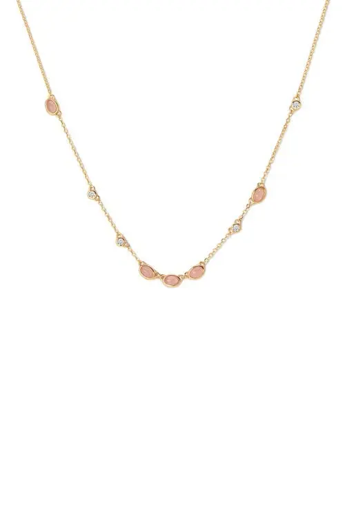 MADE BY MARY Aura Station Necklace With Bezel-set Stones - Gold Vermeil/pink