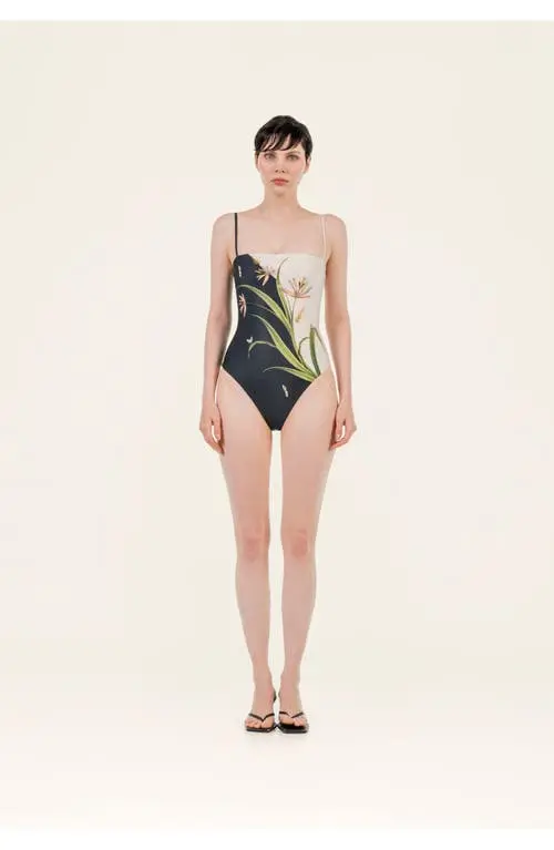 Agua Bendita Printed One-piece With Square Neckline
