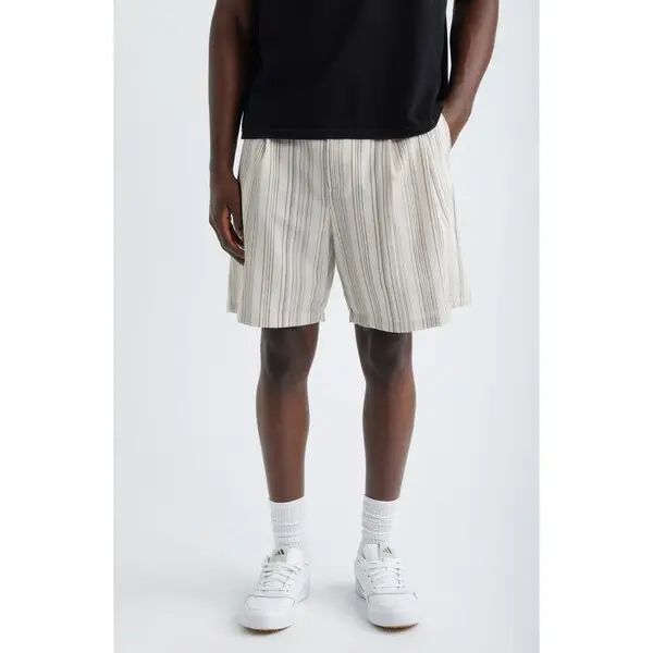 MALBON Arena Stripe Shorts - Cream Stripe