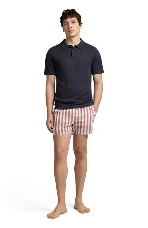 Onia Linen Sweater Short Sleeve Polo - Midnight