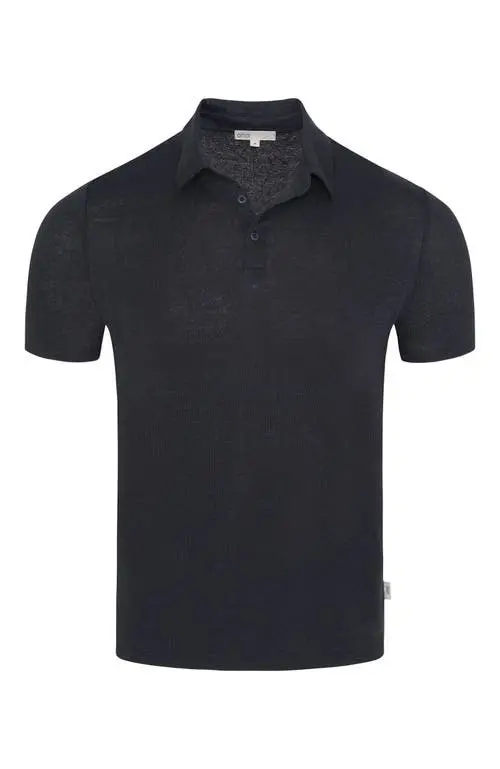 Onia Linen Sweater Short Sleeve Polo - Midnight