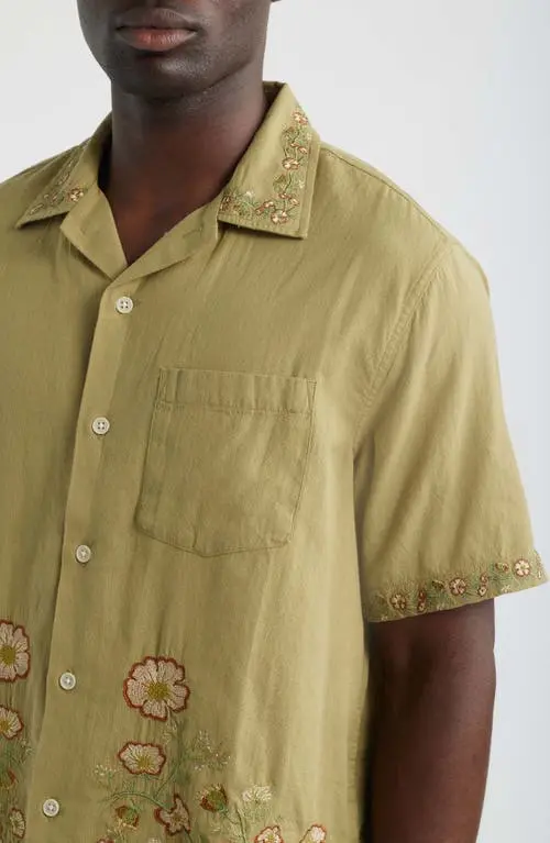 CORRIDOR Augusta Embroidered Short Sleeve Shirt - Olive