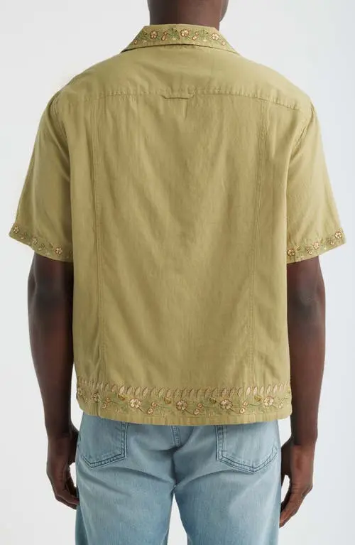 CORRIDOR Augusta Embroidered Short Sleeve Shirt - Olive