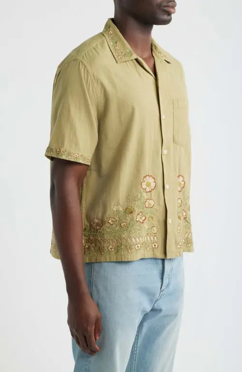 CORRIDOR Augusta Embroidered Short Sleeve Shirt - Olive