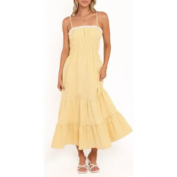 PETAL & PUP Bernadine Gingham Cotton Blend Maxi Dress - Mango