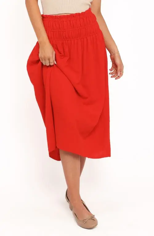 PETAL & PUP Mattea Smock Waist Cotton Gauze Maxi Skirt - Red