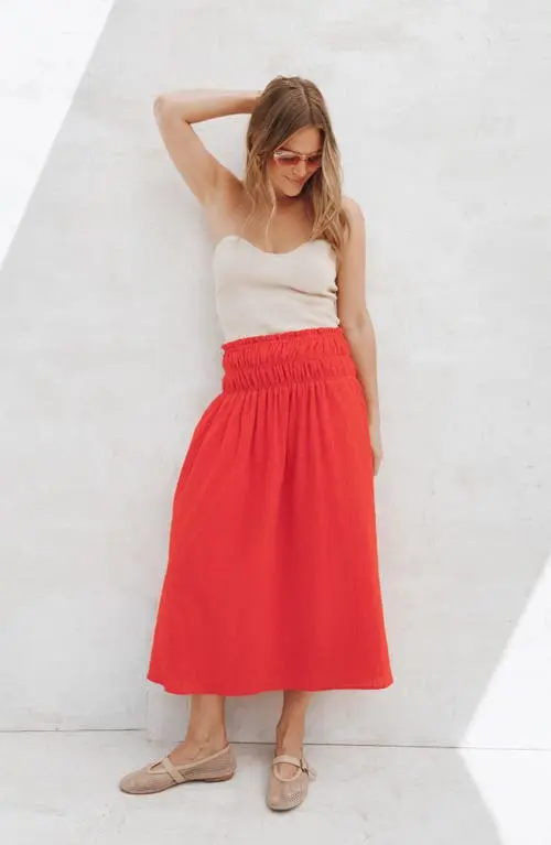 PETAL & PUP Mattea Smock Waist Cotton Gauze Maxi Skirt