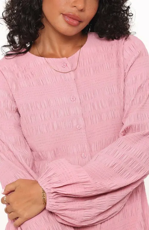 PETAL & PUP Amaya Smock Detail Long Sleeve Minidress