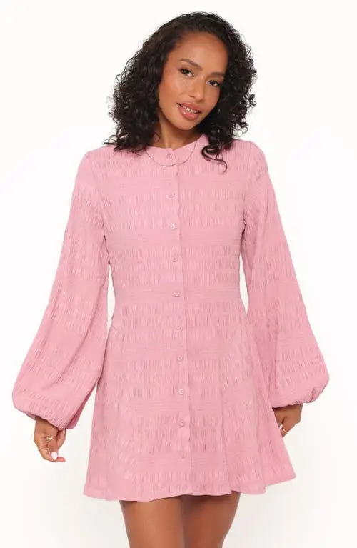 PETAL & PUP Amaya Smock Detail Long Sleeve Minidress