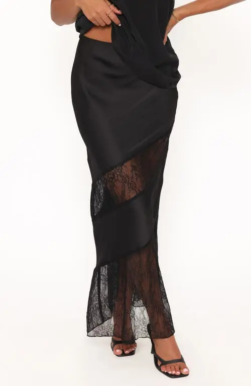PETAL & PUP Lace & Satin Maxi Skirt - Black