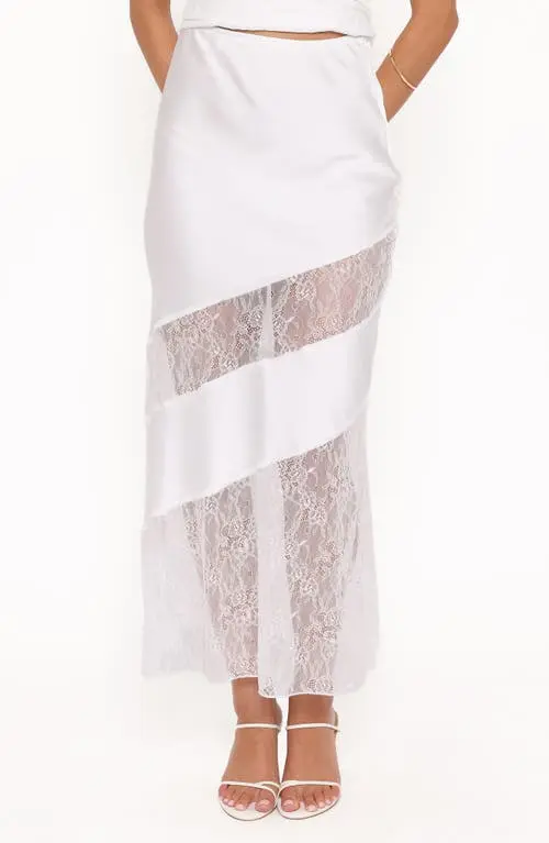 PETAL & PUP Lace & Satin Maxi Skirt - White