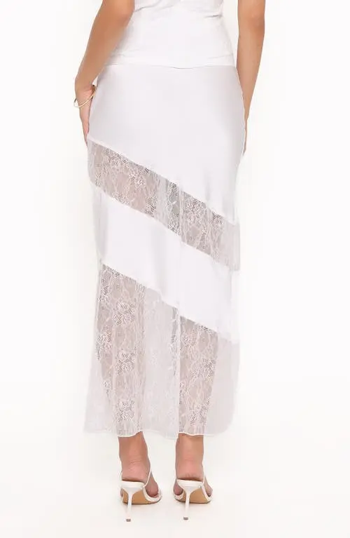 PETAL & PUP Lace & Satin Maxi Skirt - White