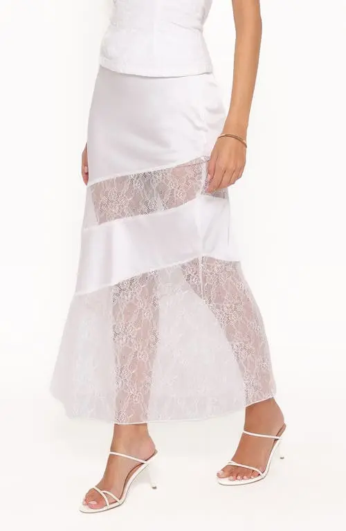 PETAL & PUP Lace & Satin Maxi Skirt - White