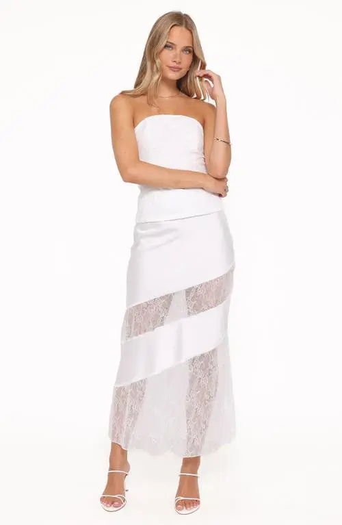 PETAL & PUP Lace & Satin Maxi Skirt - White