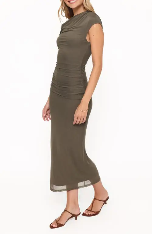 PETAL & PUP Abbie Ruched One-shoulder Maxi Dress