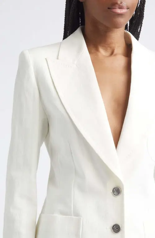 Etro Stretch Cotton Jacket With Peak Lapels