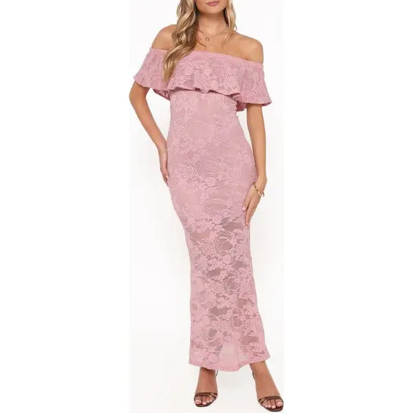 PETAL & PUP Off-the-shoulder Lace Maxi Dress