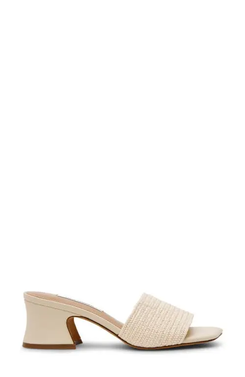 Steve Madden Frolic Slide Sandal With Sculptural Block Heel - Nat Raffia