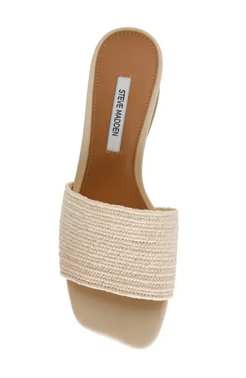 Steve Madden Frolic Slide Sandal With Sculptural Block Heel - Nat Raffia