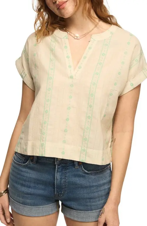 Lucky Brand Floral Stripe Woven Shirt - Cream
