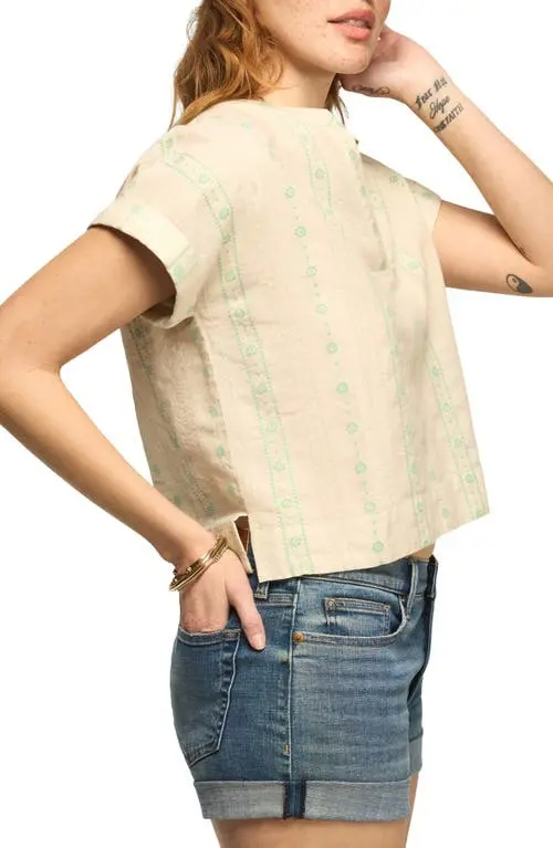 Lucky Brand Floral Stripe Woven Shirt - Cream