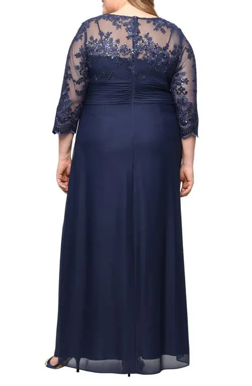 Alex Evenings Sequined Embroidered Chiffon Gown