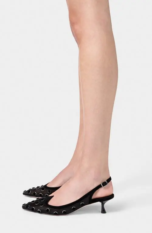 ROGER VIVIER Polka Dot Mesh Slingback Pumps - Nero