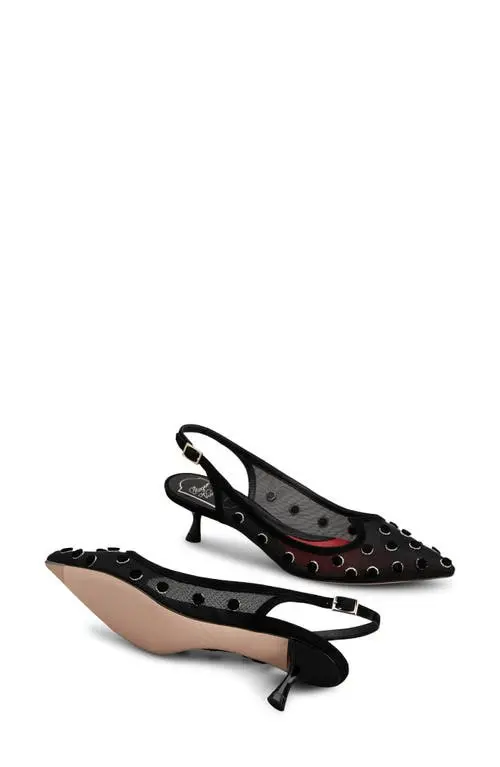 ROGER VIVIER Polka Dot Mesh Slingback Pumps - Nero