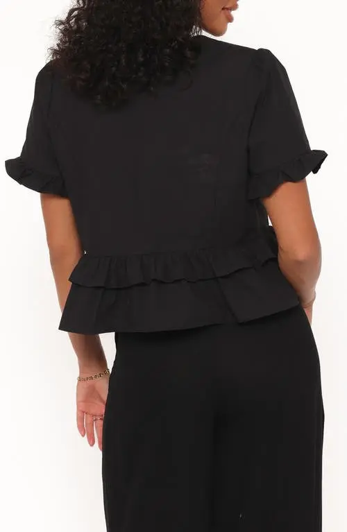 PETAL & PUP Sorcha Button-up Peplum Top With Ruffle Trim