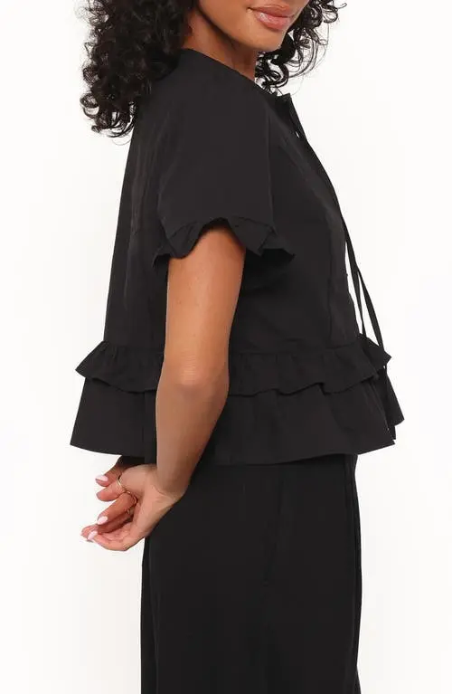 PETAL & PUP Sorcha Button-up Peplum Top With Ruffle Trim