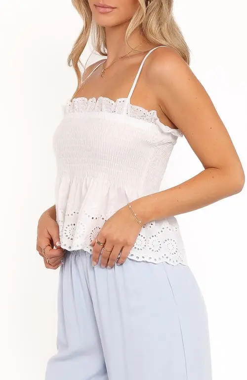 PETAL & PUP Gretal Smocked Eyelet Cotton Camisole