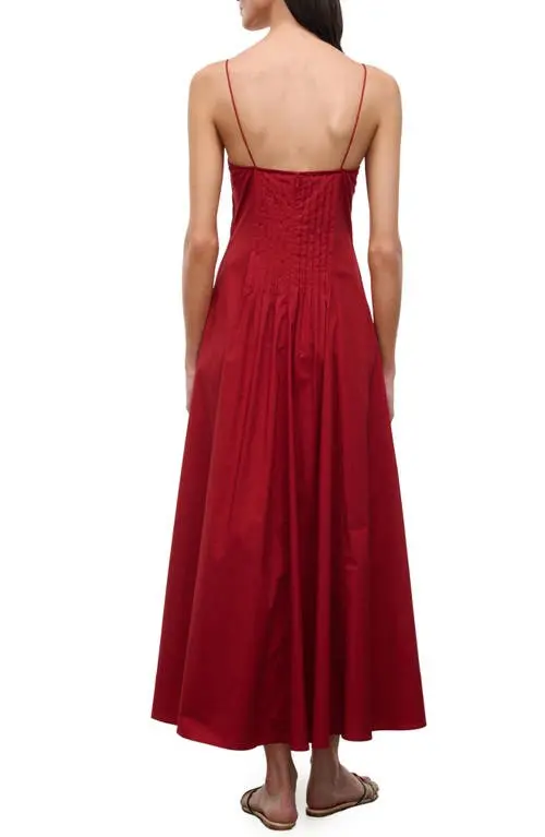Staud Margi Sleeveless Stretch Cotton Maxi Dress - Rouge