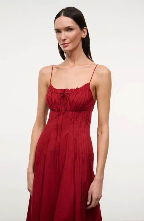 Staud Margi Sleeveless Stretch Cotton Maxi Dress - Rouge