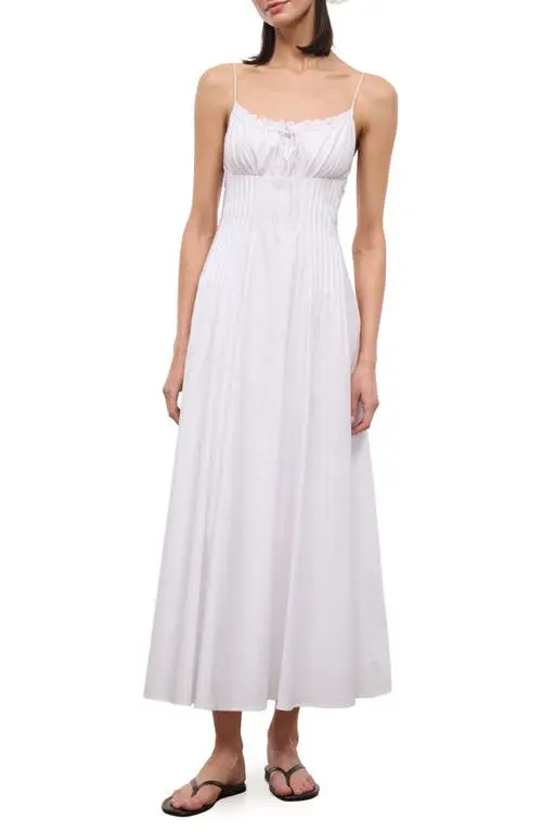 Staud Margi Pintuck Sleeveless Maxi Dress - White
