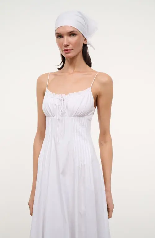 Staud Margi Pintuck Sleeveless Maxi Dress - White
