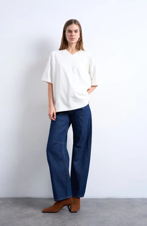 Topshop Drop Shoulder V-neck Tee