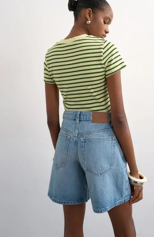 Topshop Mid Rise Wide Leg Denim Shorts