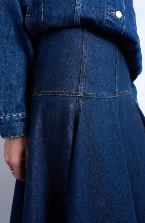 Topshop Dropped Waist Denim A-line Skirt