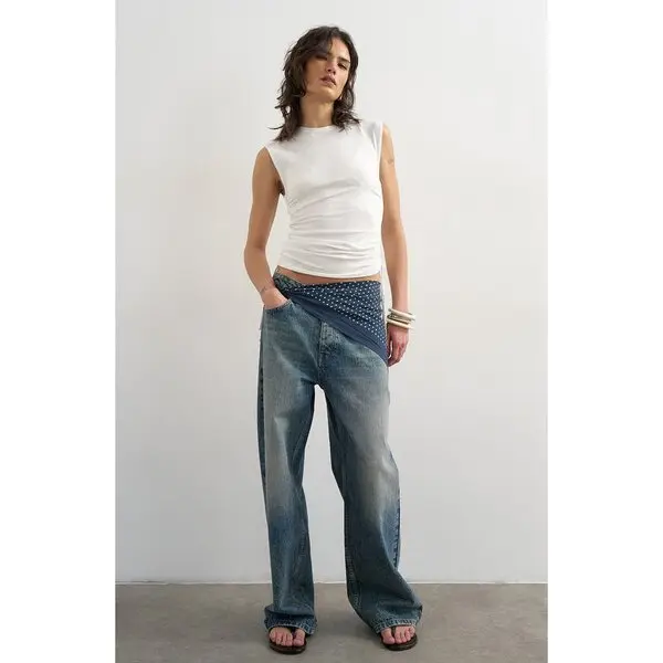 Topshop Ruched Drawcord Cropped Tank