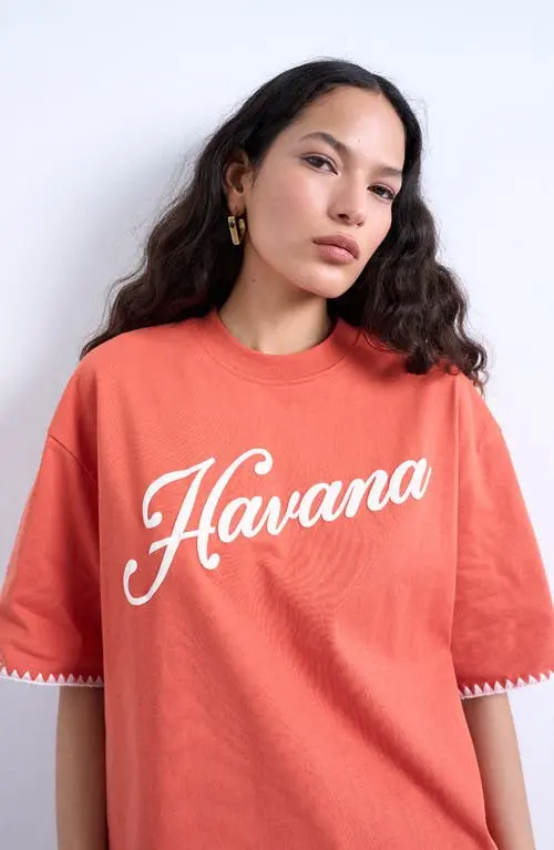 Topshop Oversized Graphic T-shirt With Whipstitch Trim