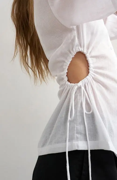 Topshop Drawstring Cutout Button-up Top