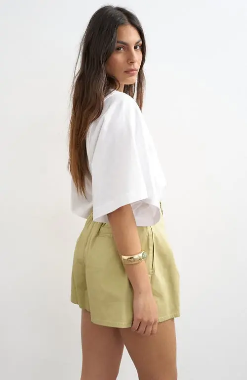 Topshop Pleated High-waisted Cotton Shorts
