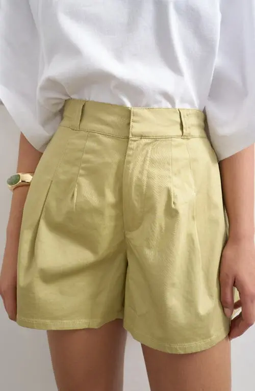 Topshop Pleated High-waisted Cotton Shorts
