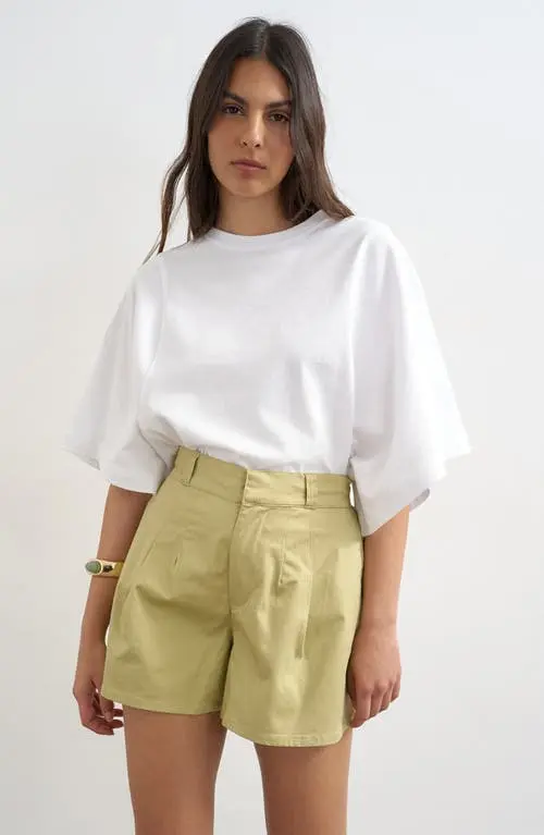 Topshop Pleated High-waisted Cotton Shorts