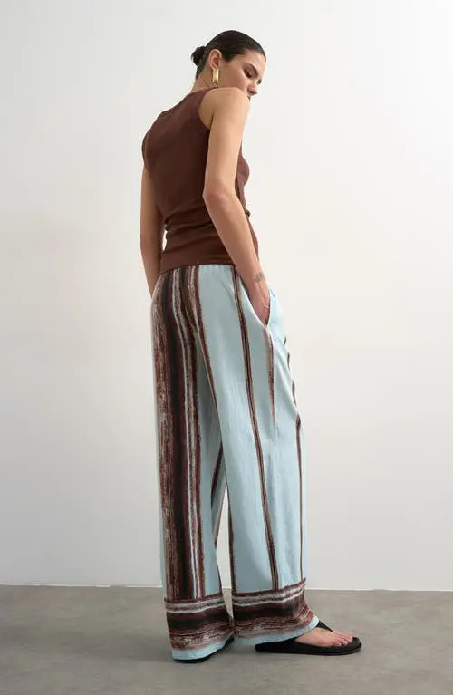 Topshop Stripe Linen Blend Drawstring Pants