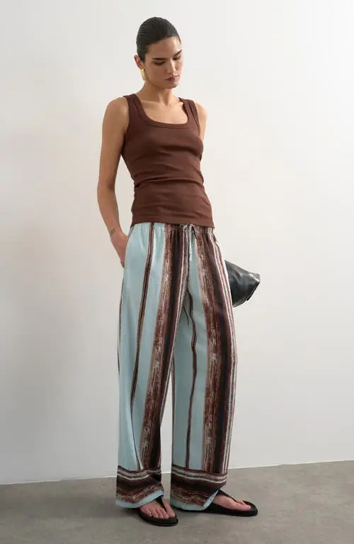 Topshop Stripe Linen Blend Drawstring Pants