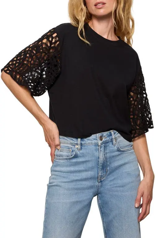 Sanctuary Belle Lace Sleeve Organic Cotton T-shirt