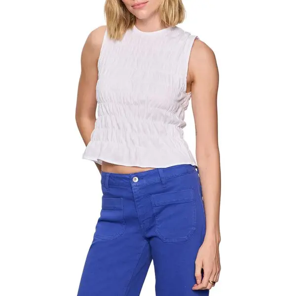 Sanctuary Smocked Sleeveless Top - White