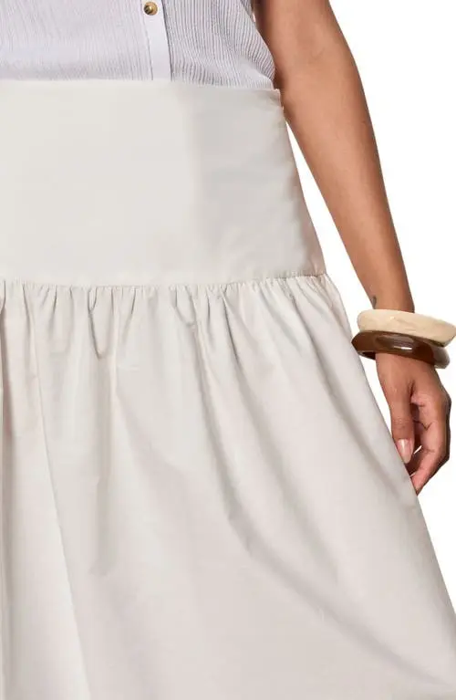 Sanctuary Cotton Poplin Gathered Midi Skirt